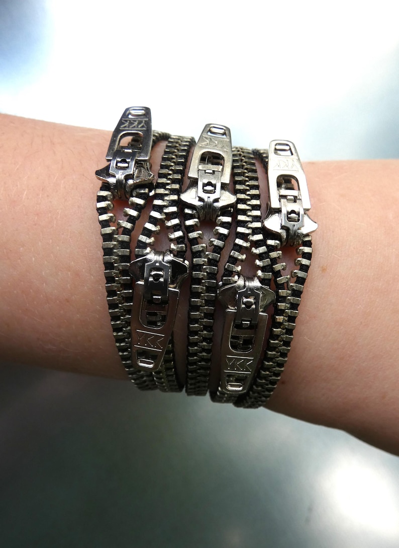 Nickel Zipper Cuff Bracelet: Five Tier YKK Zipper Design - Etsy