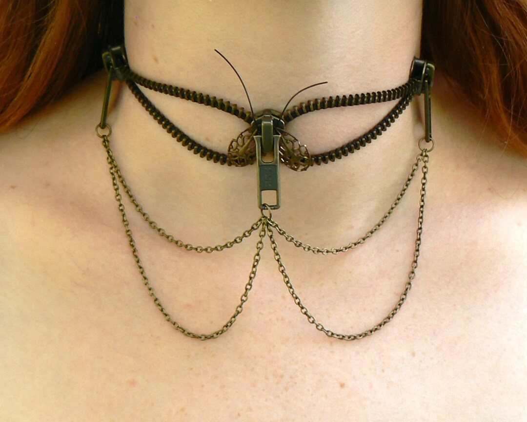 Steampunk Moth Chandelier Zipper Choker - Etsy