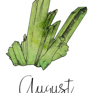 Birthstone, August, Instant Download, Peridot, Printable, Watercolor ...