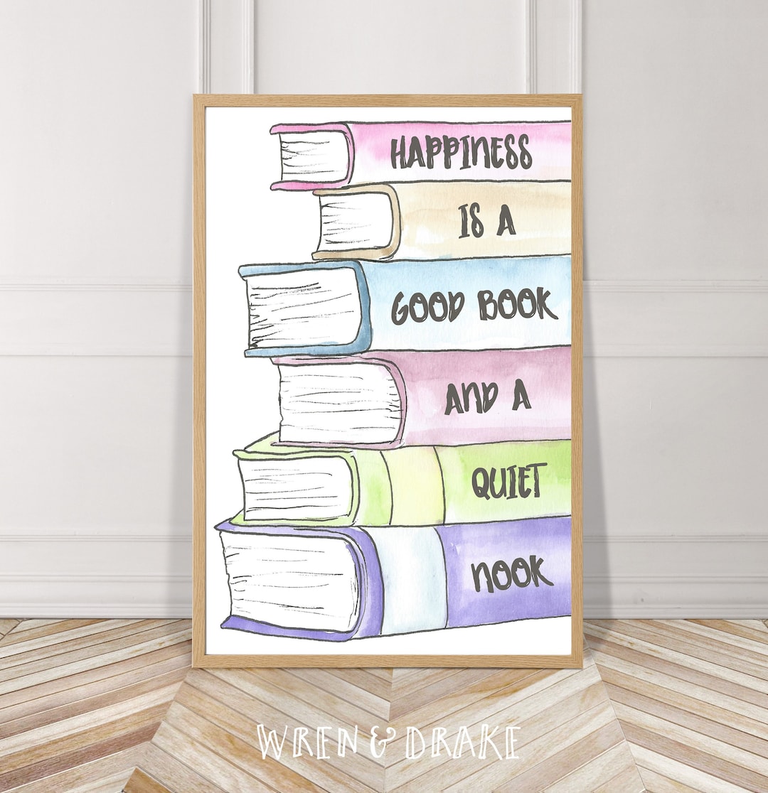 Books, Stacked, Quote, Watercolor, Reading, Digital, Instant Download ...