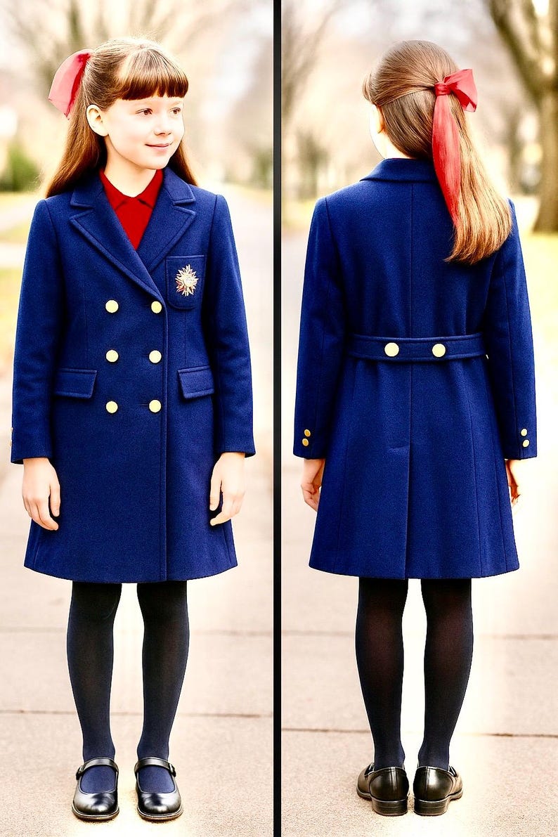 1960 Gastwirth Peppy Navy Trench Style Light Wool Blend Brass Buttons ...