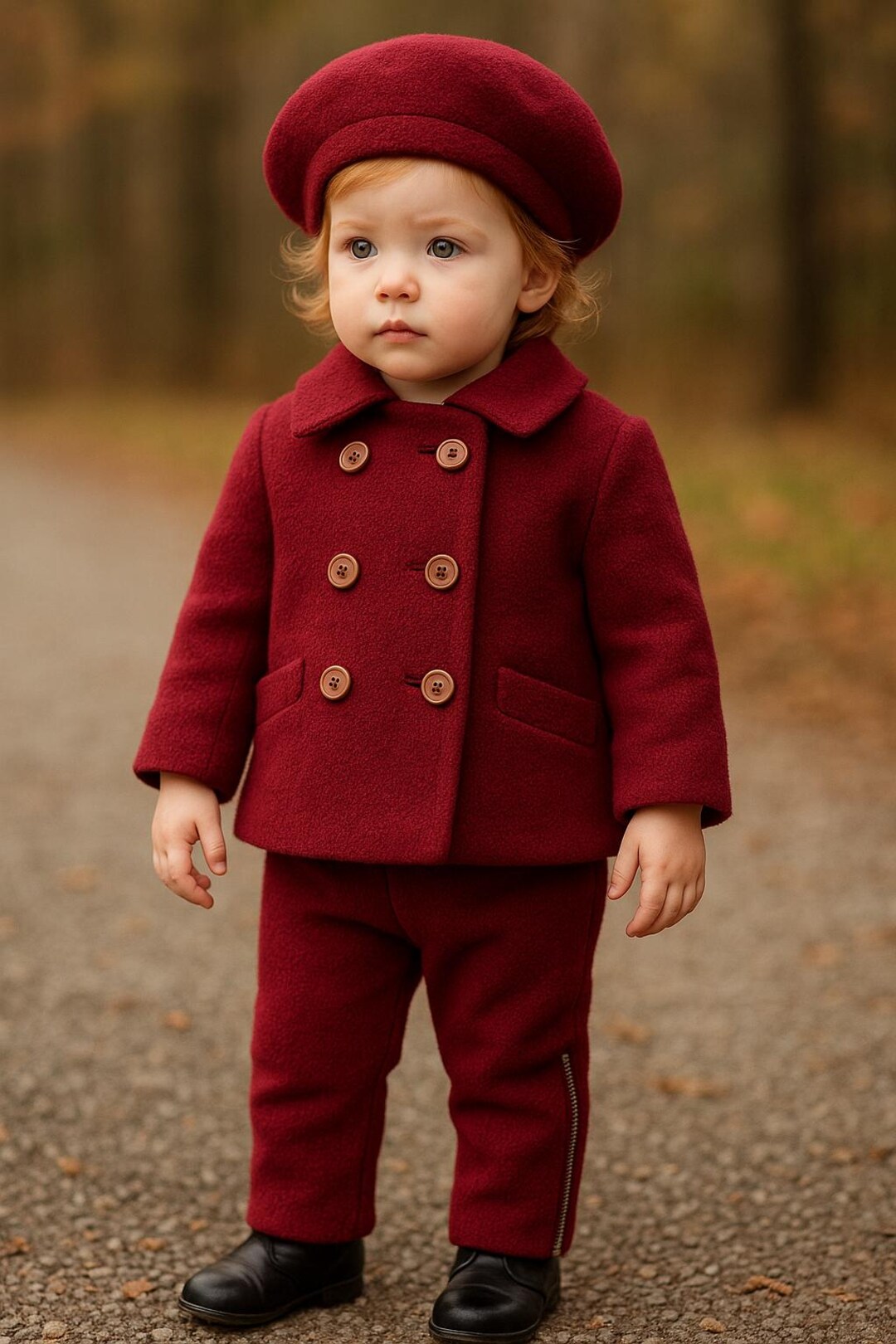 RARE 1950 Winter Wonderful Deep Red Wool Snow Set Button Coat W ...