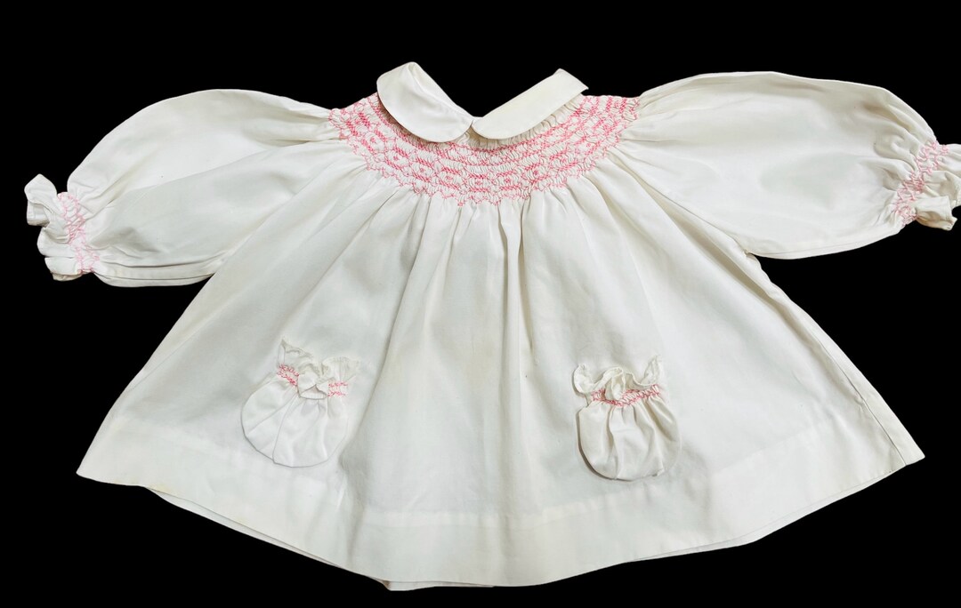 1950 Feldman White Handsmocked Diaper Topper W/pockets Ssz 12-18M - Etsy