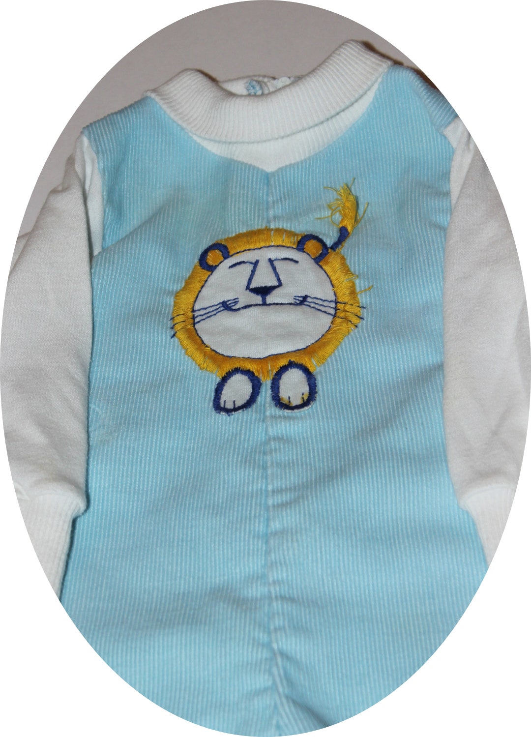 VTG Baby Boy Light Blue Corduroy Play Coveralls With Lion Applique and ...