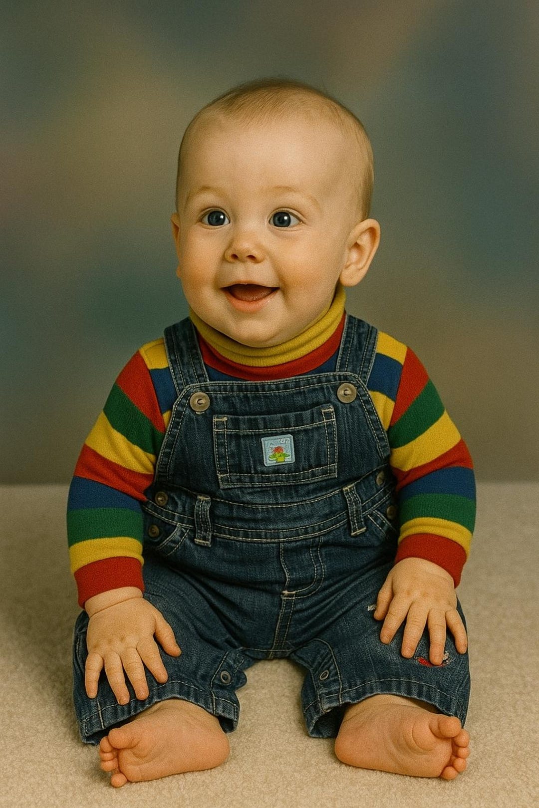 Sesame Street Elmo Denim Coverall W/embroidery W/diaper Snaps SZ 3-6M ...