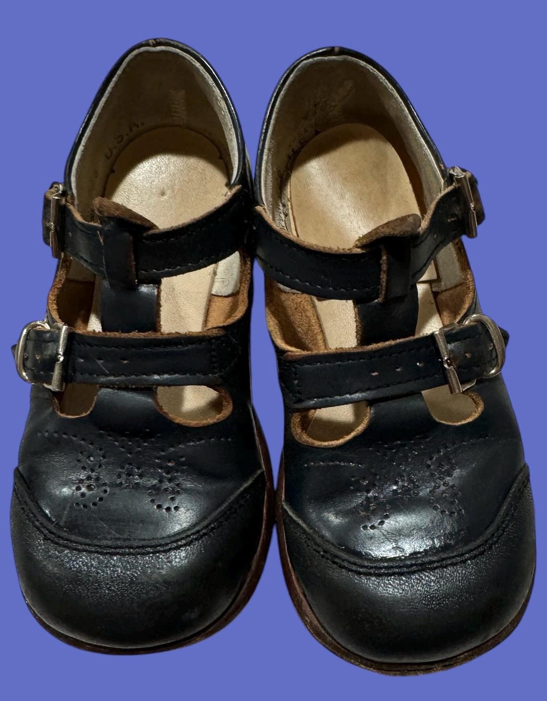 Vintage Stride Rite Navy Blue T-strap Mary Jane Shoes 6.5 USA or Large ...