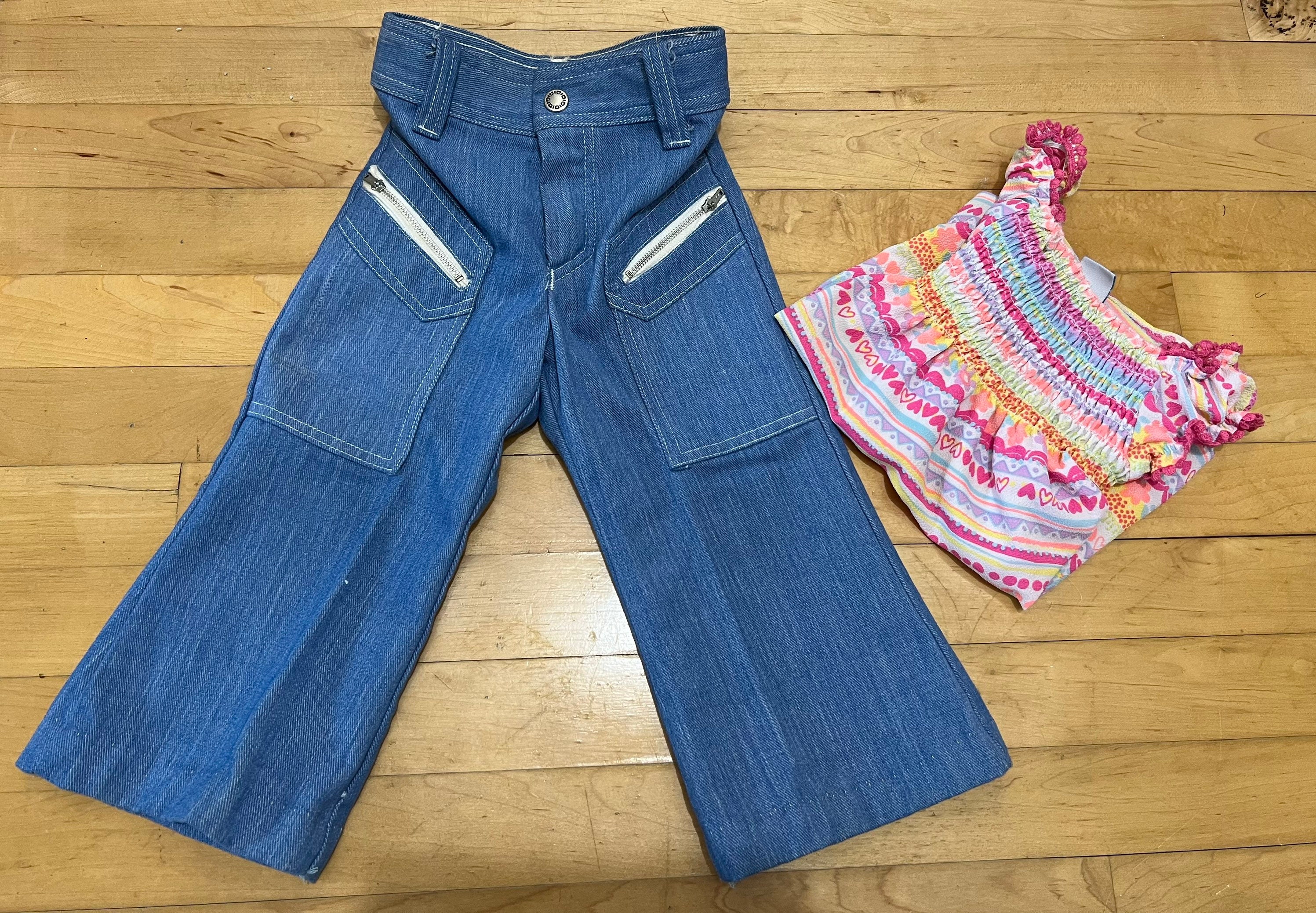 Summer of 1969 Remix Hippies Boho Cute Curated Set of Blue Flared Jeans ...