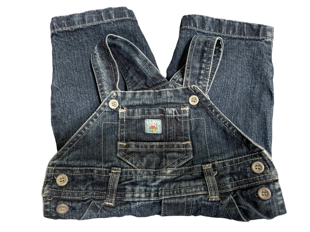 Sesame Street Elmo Denim Coverall W/embroidery W/diaper Snaps SZ 3-6M ...