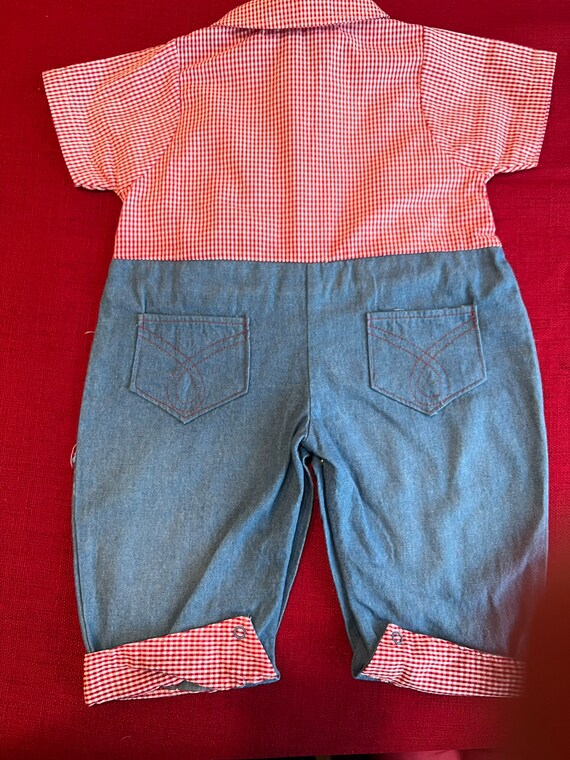 1960s Country Cowboy one piece Blue Longalls with fau… - Gem