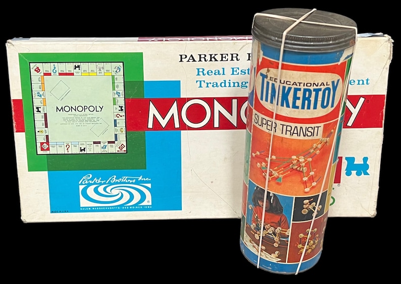 1960s Vintage Games Playset Monopoly & Tinkertoy - Etsy