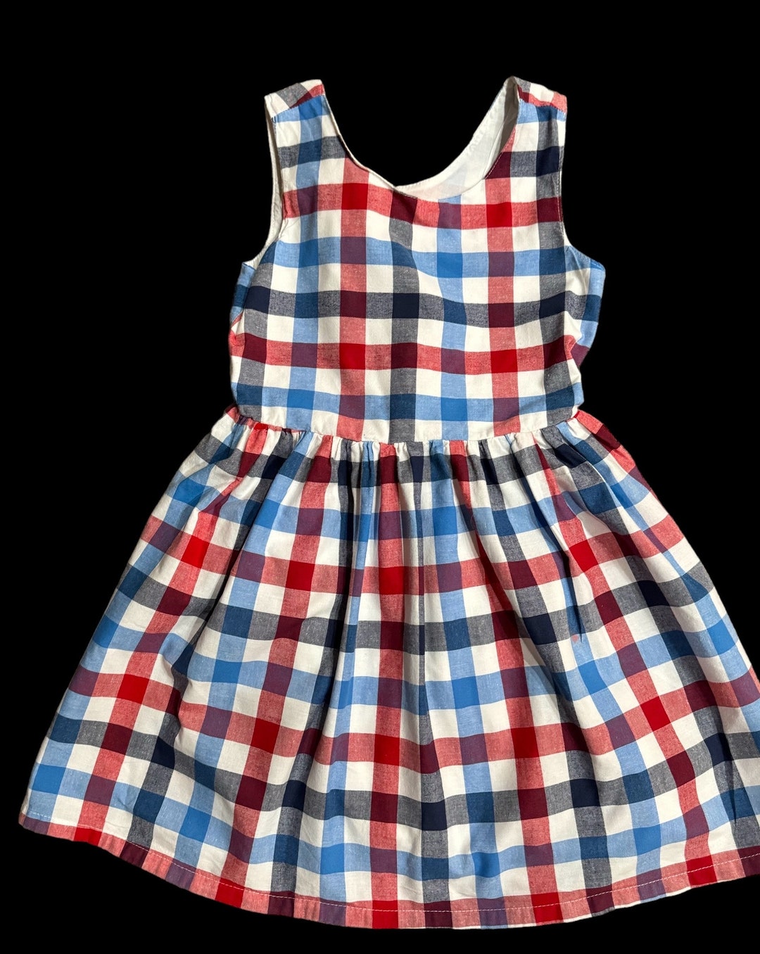 Fouth of July Summer Red White Blue Checked Sundress W/back Cutout ...