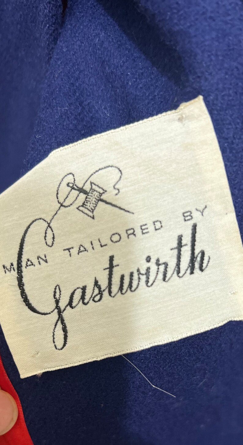 1960 Gastwirth Peppy Navy Trench Style Light Wool Blend Brass Buttons ...