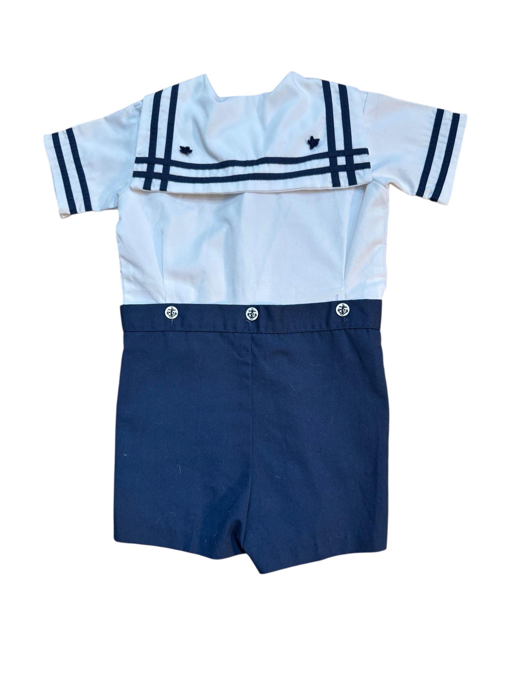 Vintage 1950s Jack Tar Sailor Romper Set | Nautical Navy & White Anchor ...