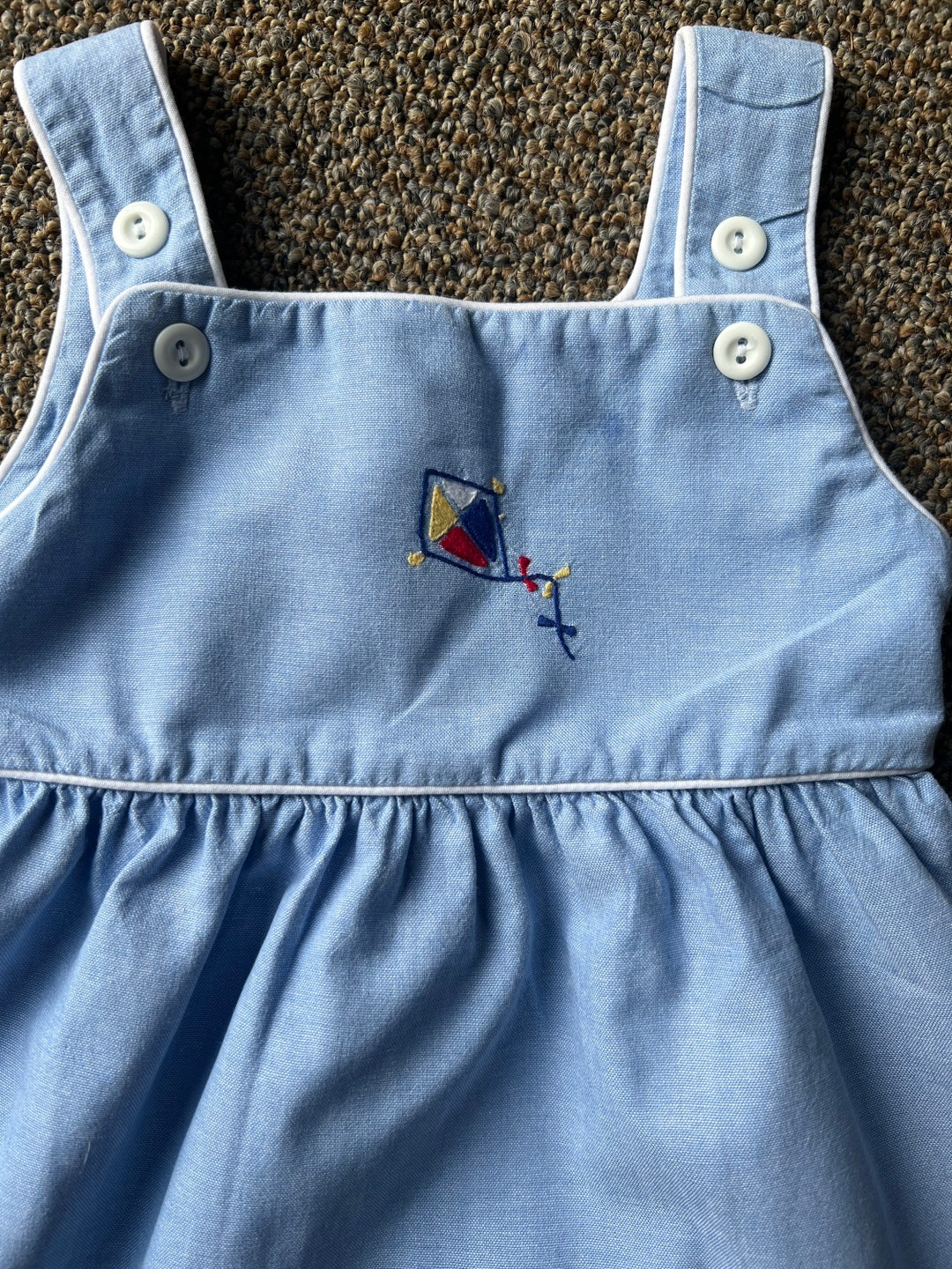 VTG Baby Girl Summer Blue Strasburg Dress W/kite Embroidered SZ 6-9M - Etsy