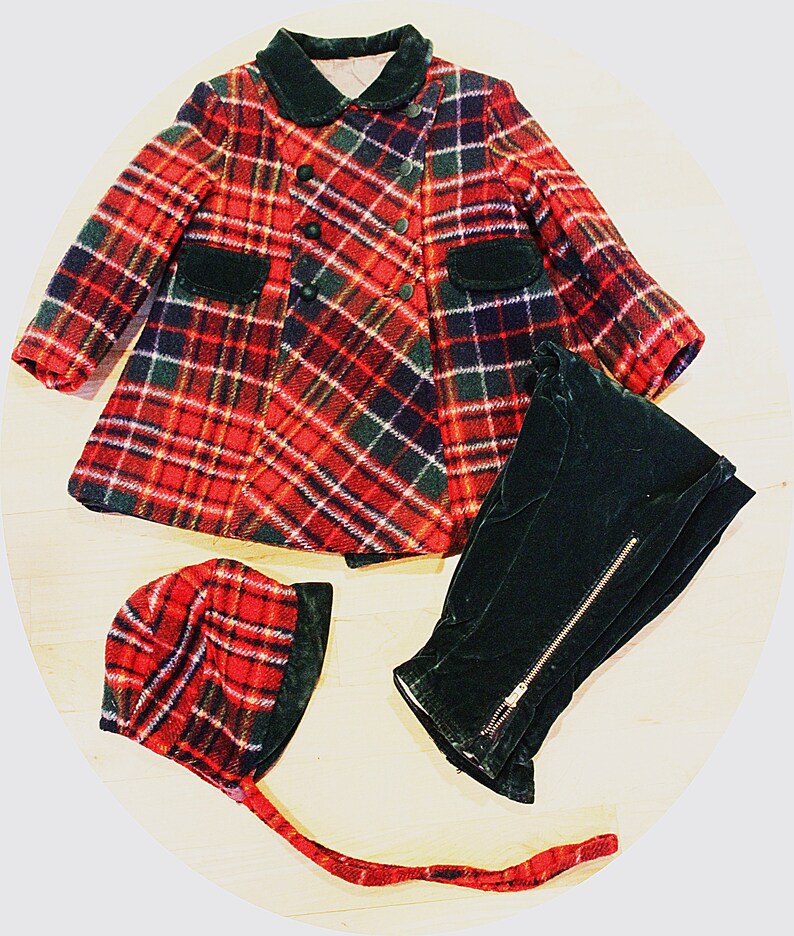 VTG 1960 Fieldstone Classic Winter Wool Plaid 3 Piece Riding Set ...