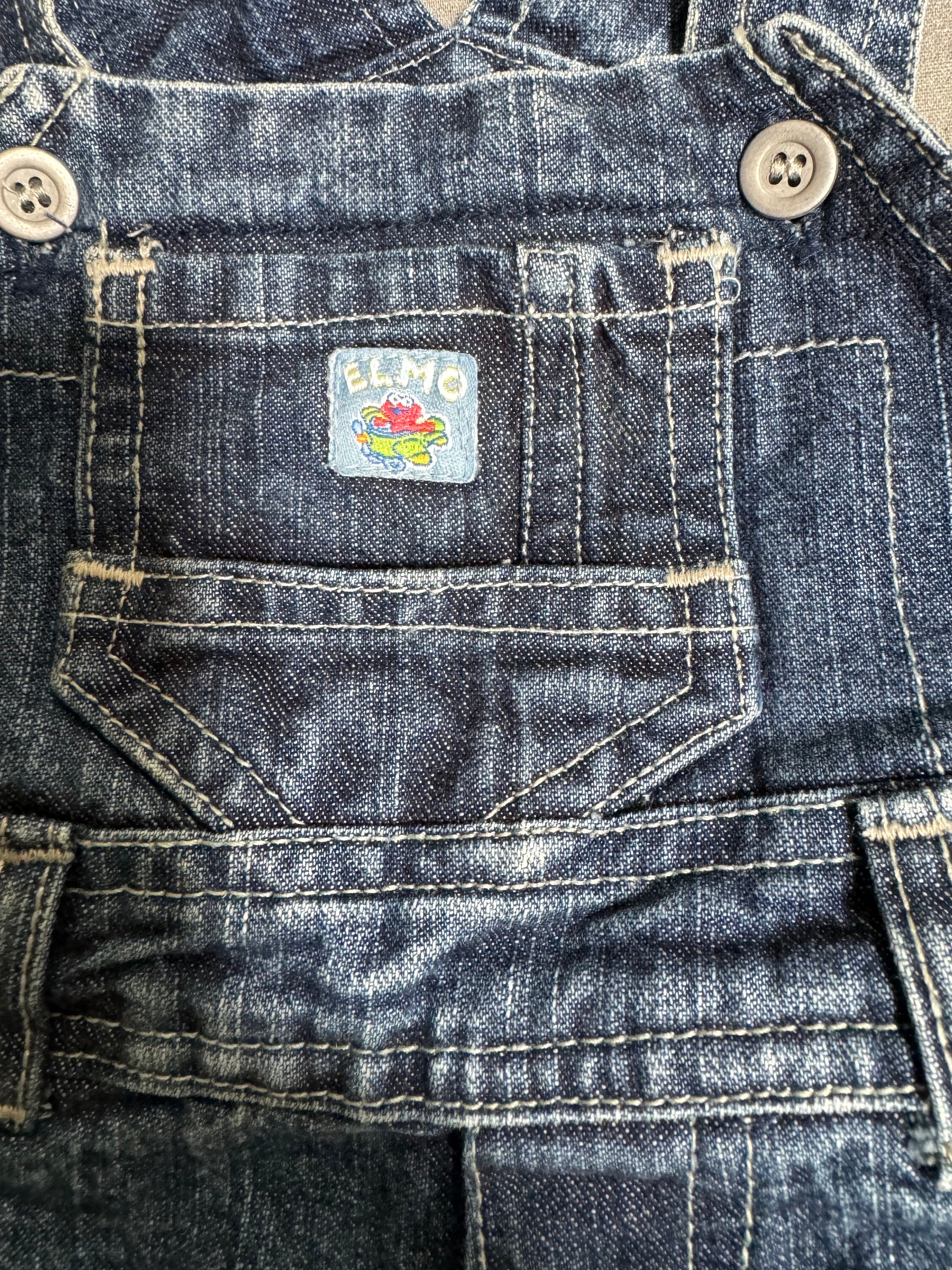Sesame Street Elmo Denim Coverall W/embroidery W/diaper Snaps SZ 3-6M ...