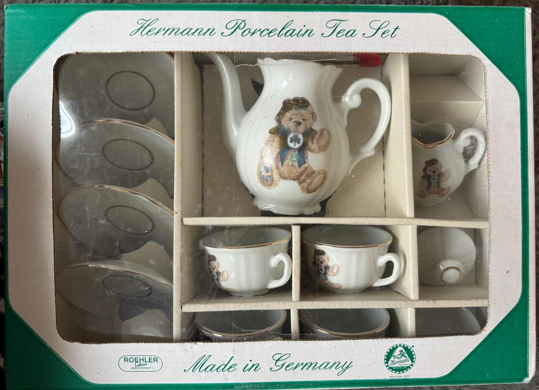 VTG German Made Herman Teddy Bear Porcelain Children's Tea Set - Etsy