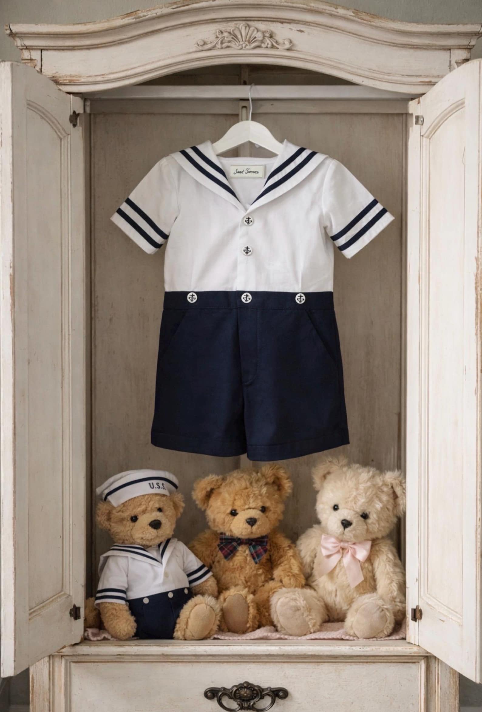 Vintage 1950s Jack Tar Sailor Romper Set | Nautical Navy & White Anchor ...