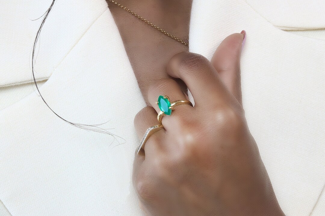 Stunning Soft Yellow Gold Ring Handmade Stackable Ring Marquise Ring ...
