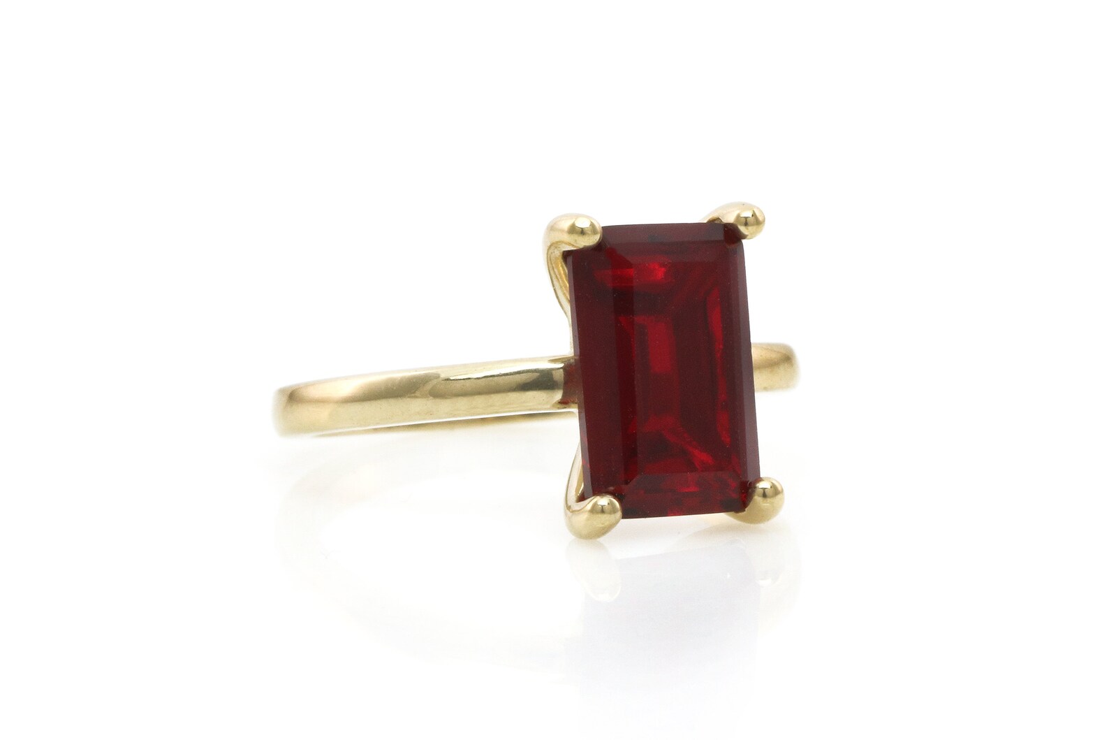 Gold Garnet Rectangle Ring 14k Solid Gold Garnet Ring - Etsy