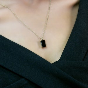 Stunning Rectangle Black Onyx Necklace Simple Crystal - Etsy