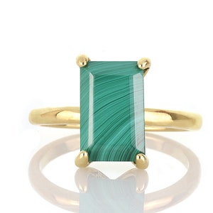 Rectangular Malachite Ring · Emerald Cut Gemstone Ring · Green Ring ...
