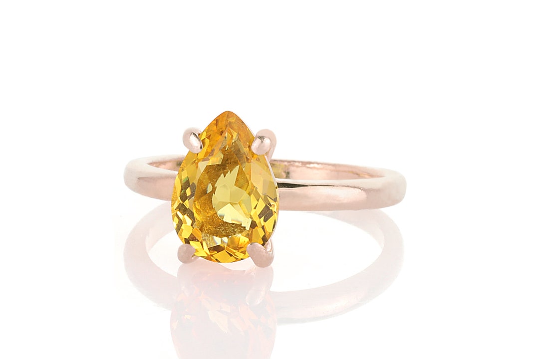 Citrine Ring · November Birthstone Ring · Rose Gold Citrine Ring · Pink ...