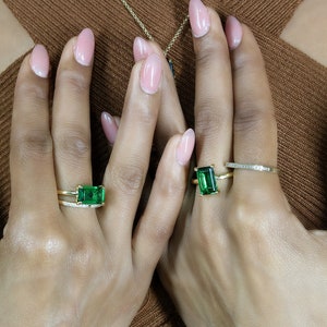Gold Solitaire Engagement Emerald Ring · Rectangle Emerald Ring · 24k ...