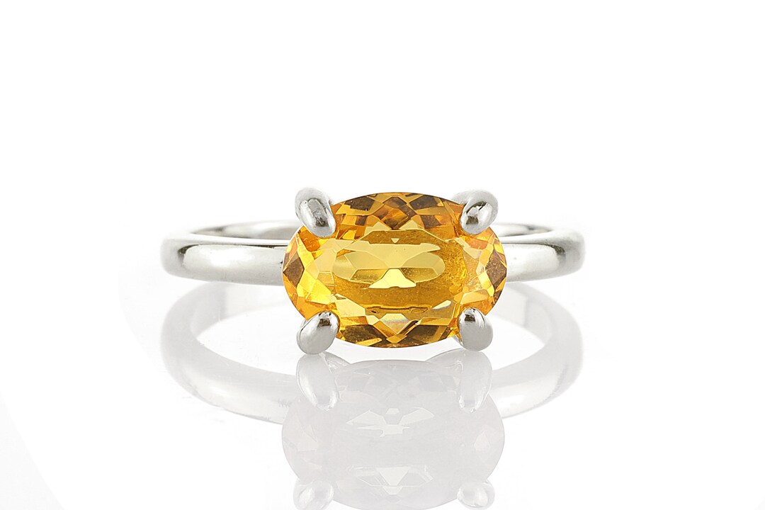 Silver Citrine Ring · November Birthstone Ring · 925 Oval Stone Ring ...