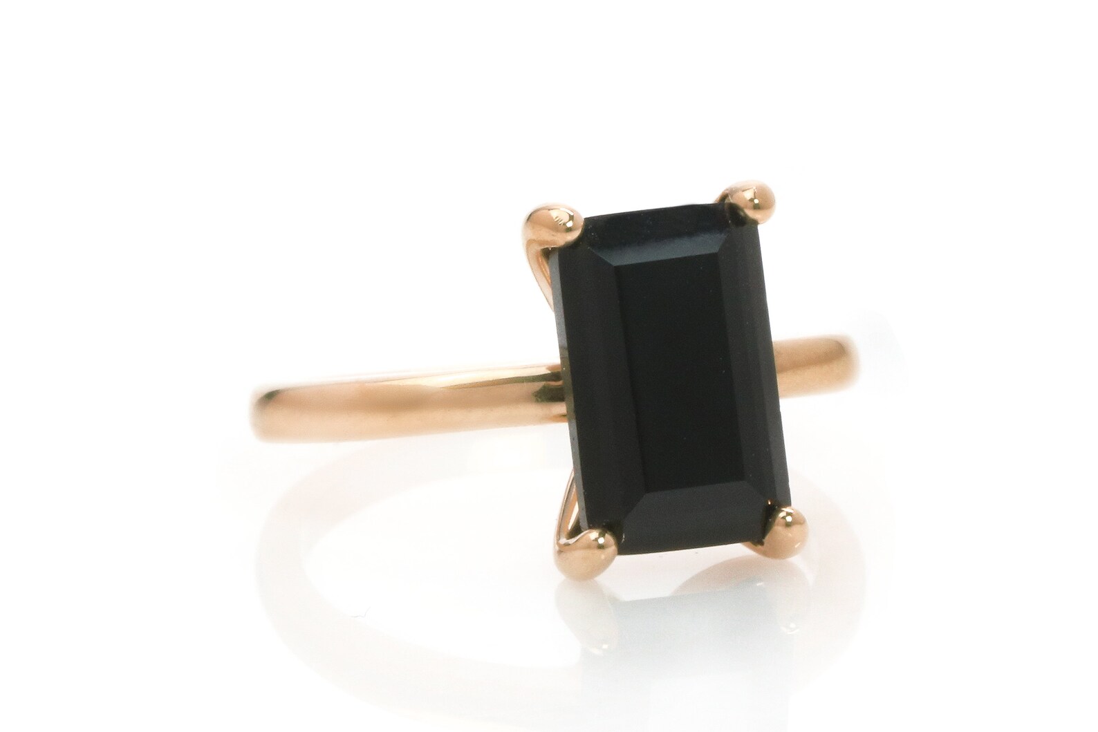 Black Onyx Ring Rectangle Ring Gold Ring Prong Ring - Etsy