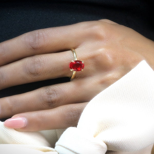 Ruby Gold Ring - Etsy