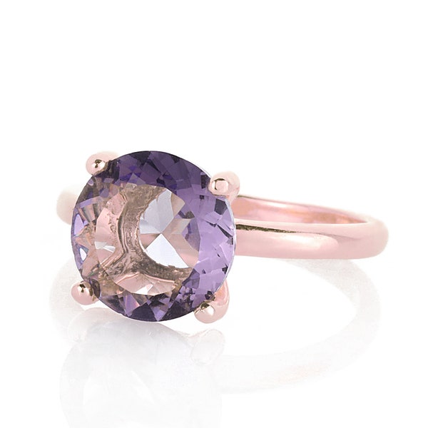 Rose Gold Amethyst Engagement Ring - Etsy