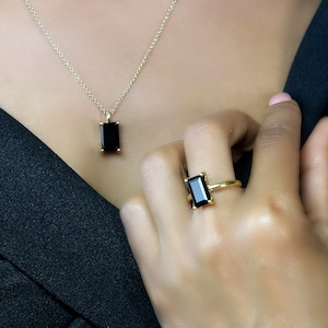 Black Onyx Ring · Rectangle Ring · Gold Ring · Prong Ring · Delicate ...