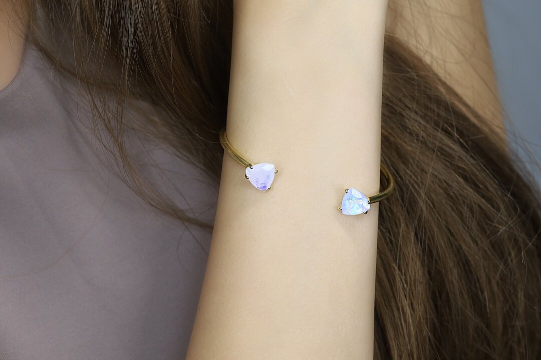 Open Cuff Gold Bracelet · 2 Stone Moonstone Bracelet · 14k Gold Trillion Gemstone Bracelet ...