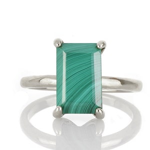 Rectangular Malachite Ring · Emerald Cut Gemstone Ring · Green Ring ...