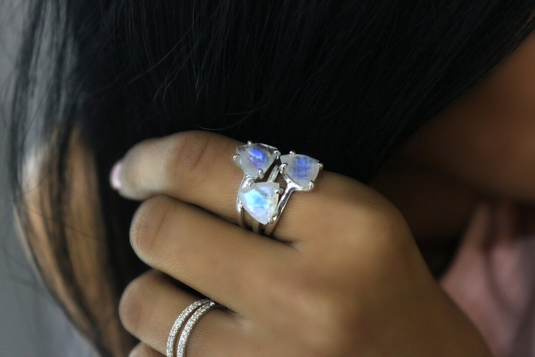 Silver Trillion Ring · Triangle Ring · Moonstone Ring · Sterling Silver ...