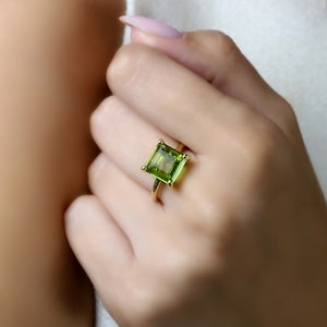 Rose Gold Princess Cut Peridot Ring · Engagement Ring · Promise Ring ...