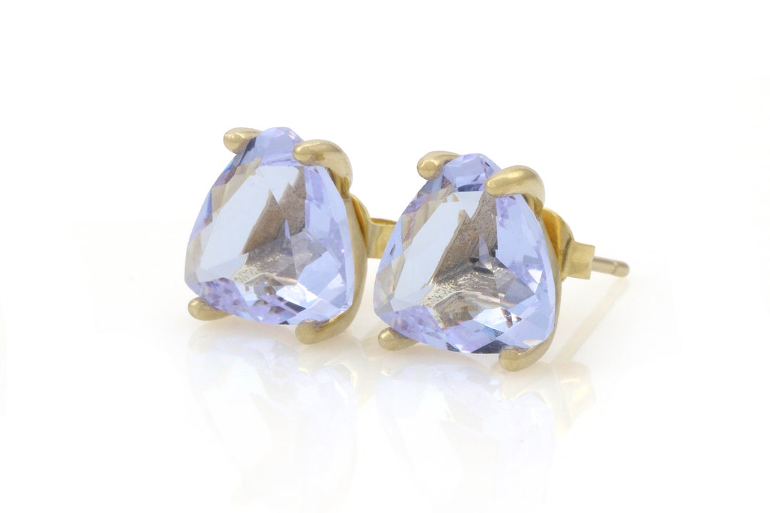 December Birthstone Earrings · Trilliant Cut Stud Earrings · Tanzanite ...