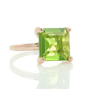 Rose Gold Princess Cut Peridot Ring · Engagement Ring · Promise Ring ...
