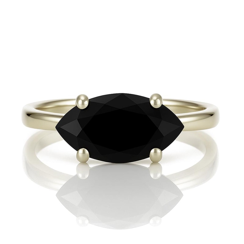 Black Solitaire Ring - Etsy