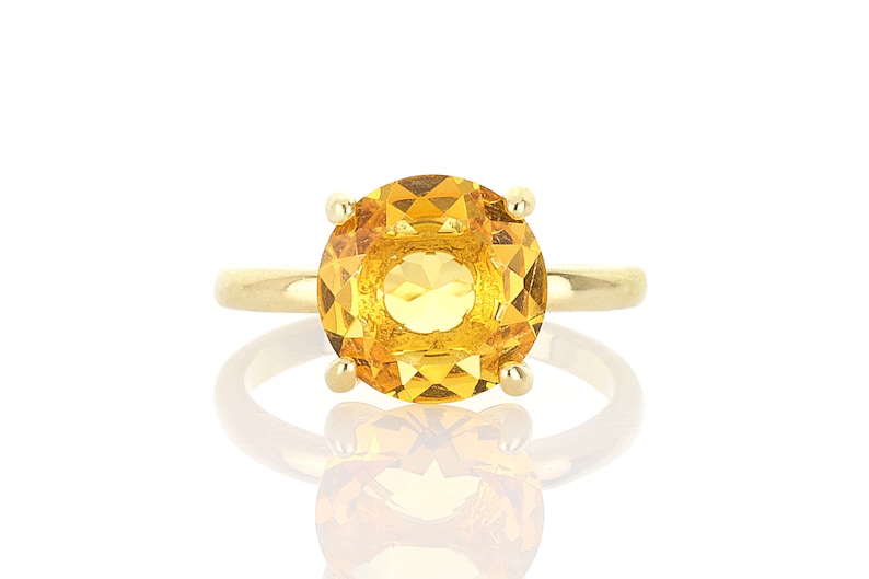 14k Solid Gold Ring · Citrine Ring · Solid Gold Band · Stacking Ring ...