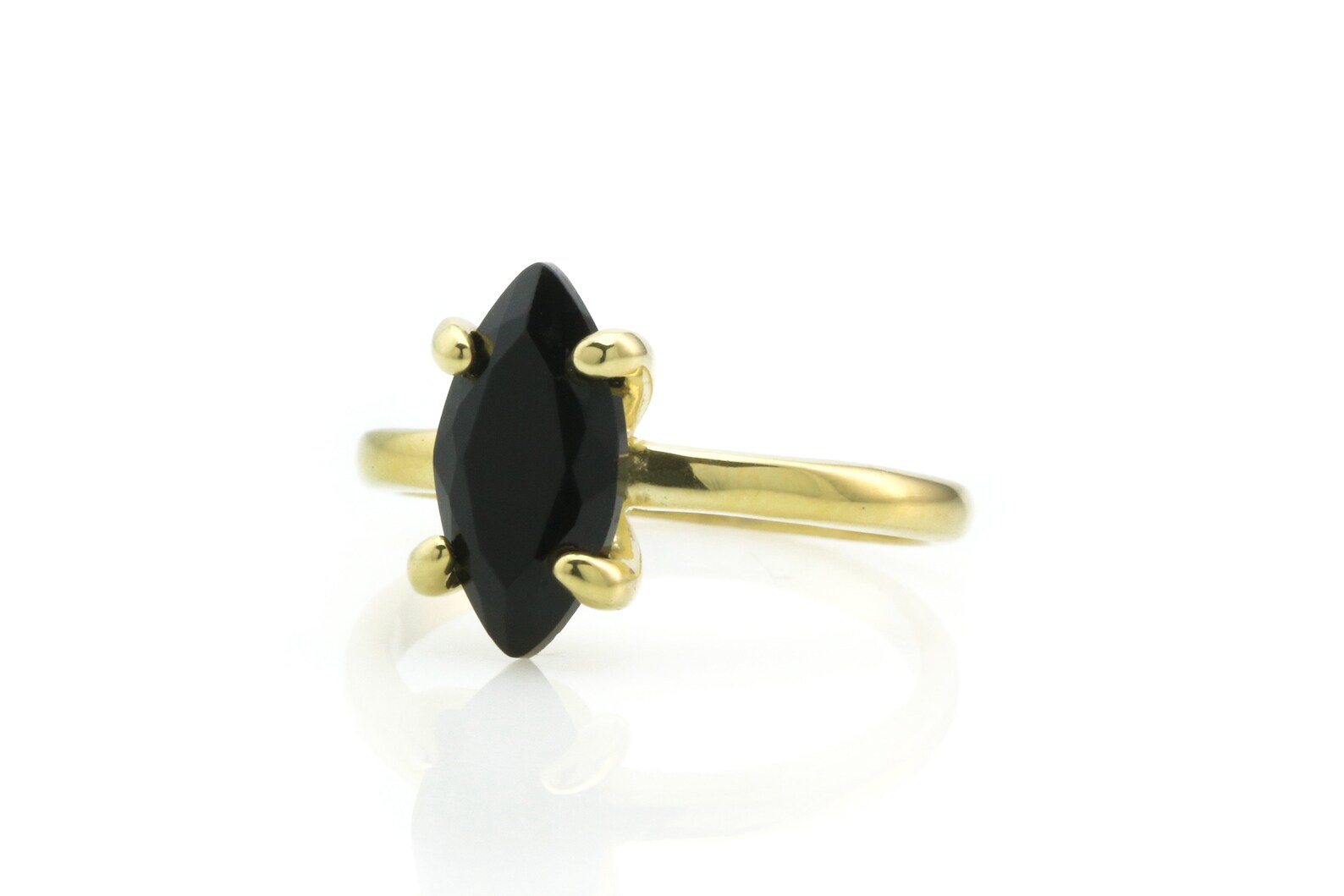 Vintage Black Onyx Gold Ring Marquise Cut Gemstone Ring - Etsy