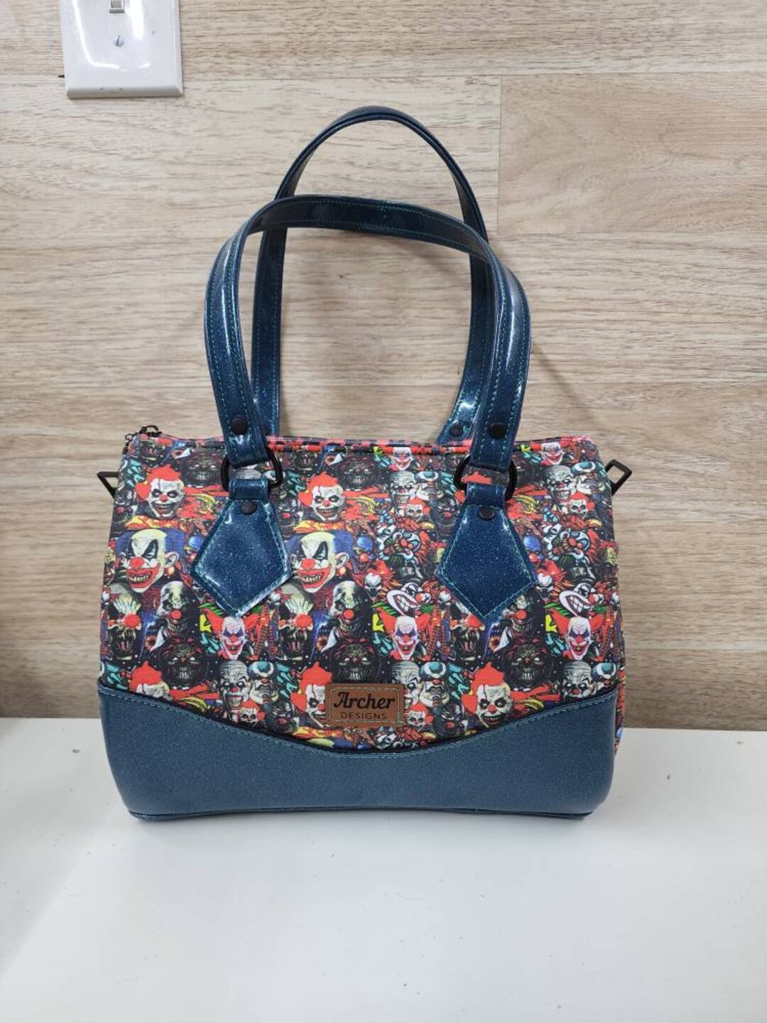 Evil Clowns Barrel Purse bagtote With Glitter Vinyl Halloween Purse - Etsy