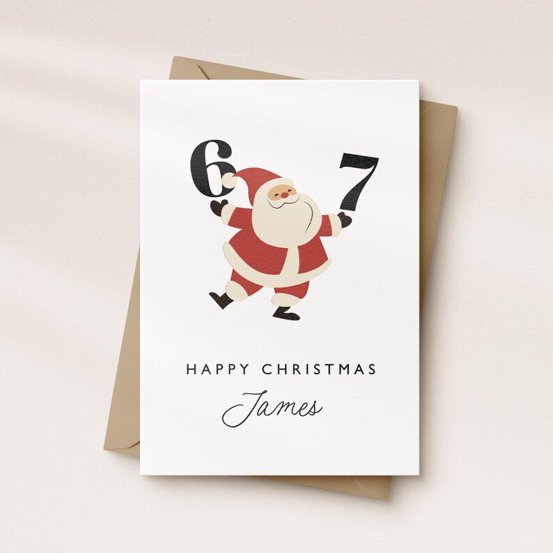 Personalised Six Seven Christmas Card, Trending Meme Card - Etsy