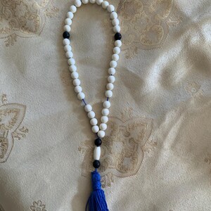 White Bone With Black Horn Subha, Islamic Prayer Beads - Etsy