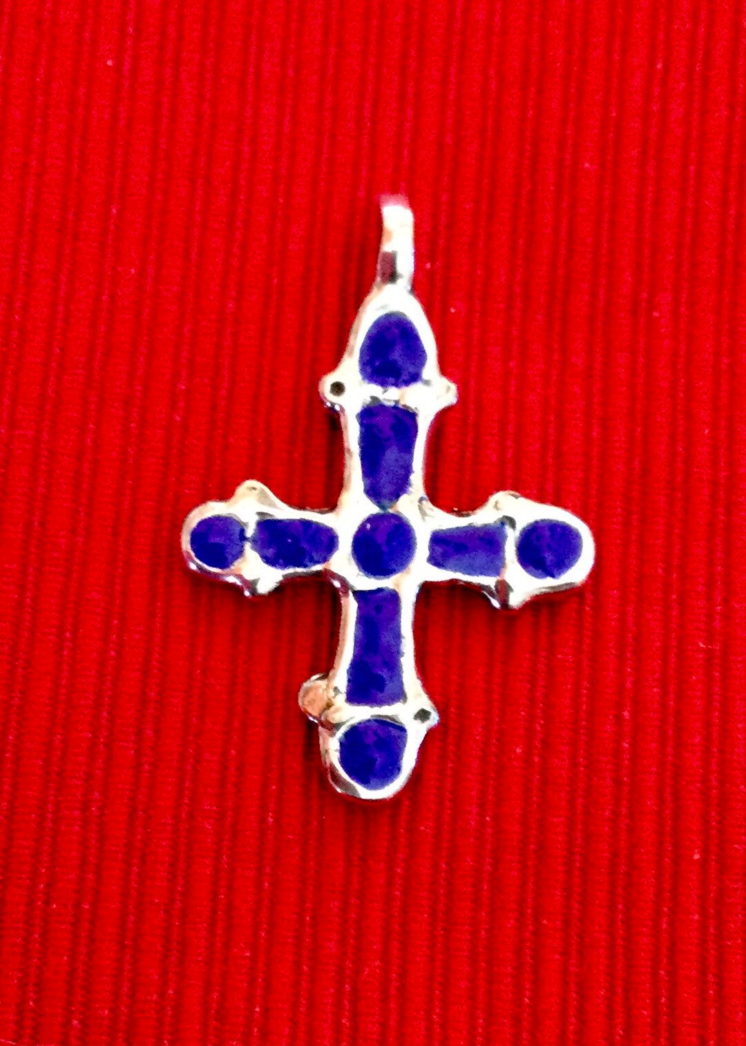 Blue Enamel Sterling Silver Cross Medieval Reproduction - Etsy