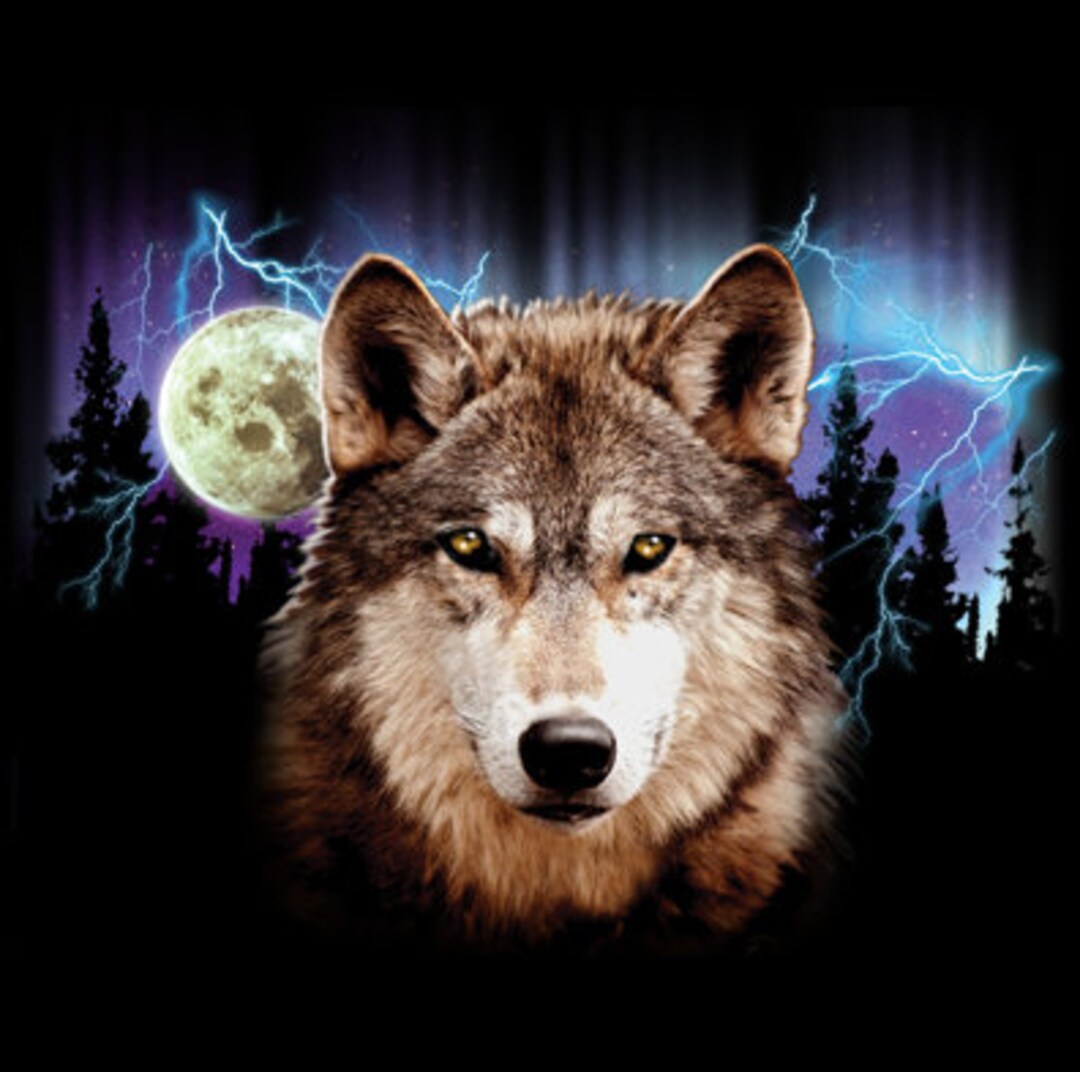 Wolf Lightning T-shirt, Wolf T-shirt, Wolf Enthusiast Graphic T-shirt ...