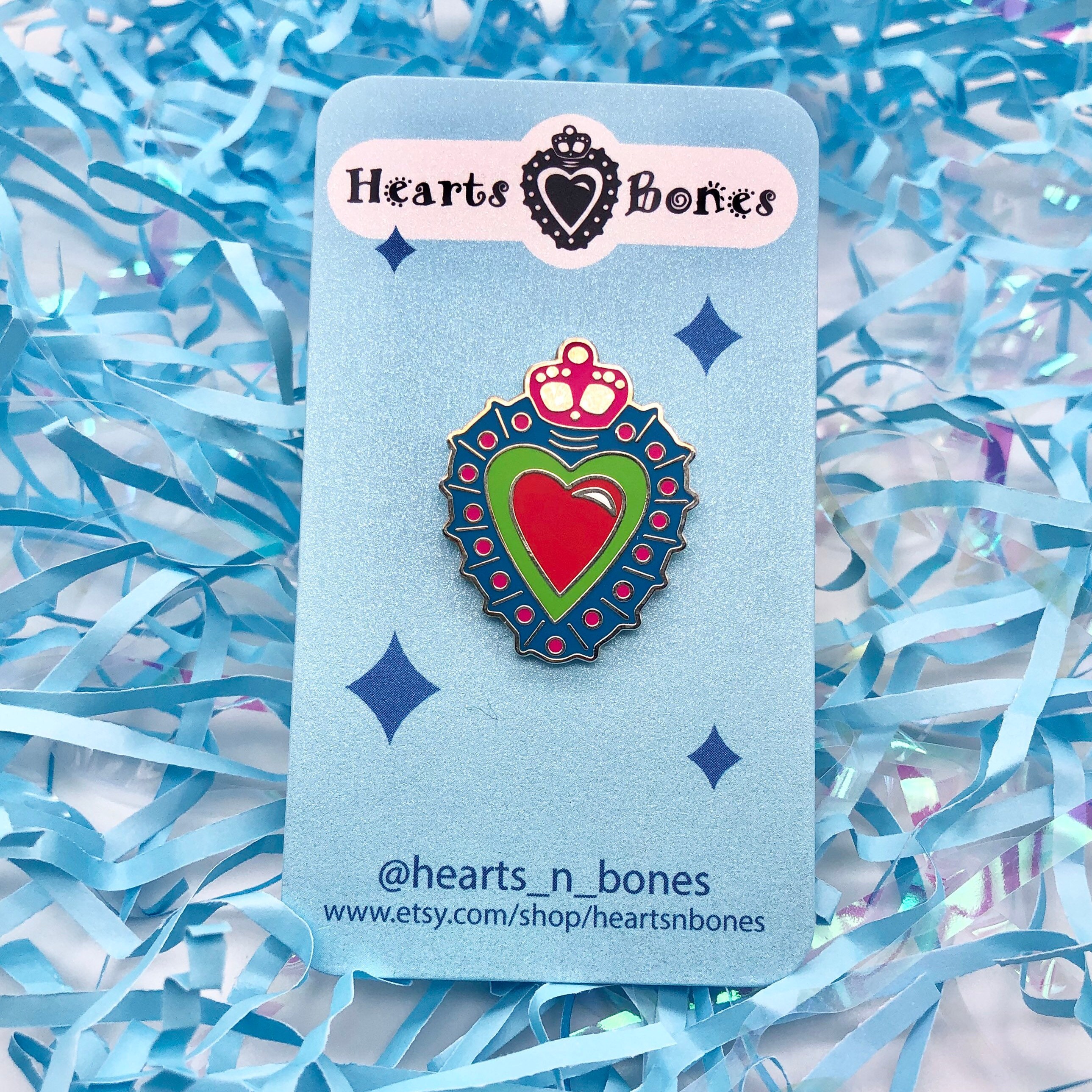 Sacred Heart Enamel Pin Mexican Folk Art Heart Pin - Etsy