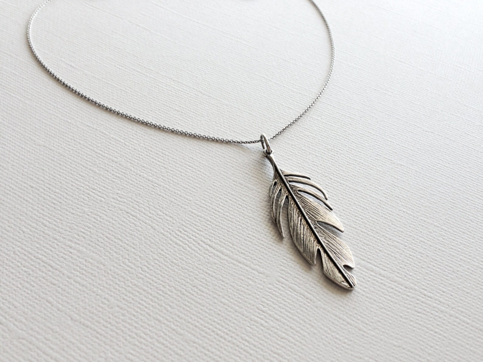 Ancient Feather Necklace in Sterling Silver - Etsy