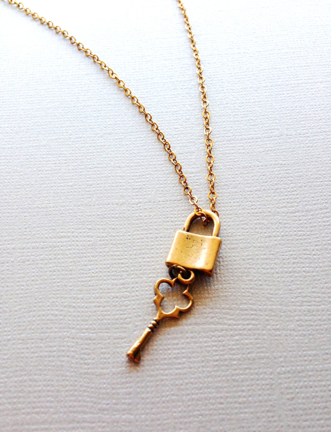 Antique Lock and Key Necklace in Bronze Lock and Key Jewelry - Etsy